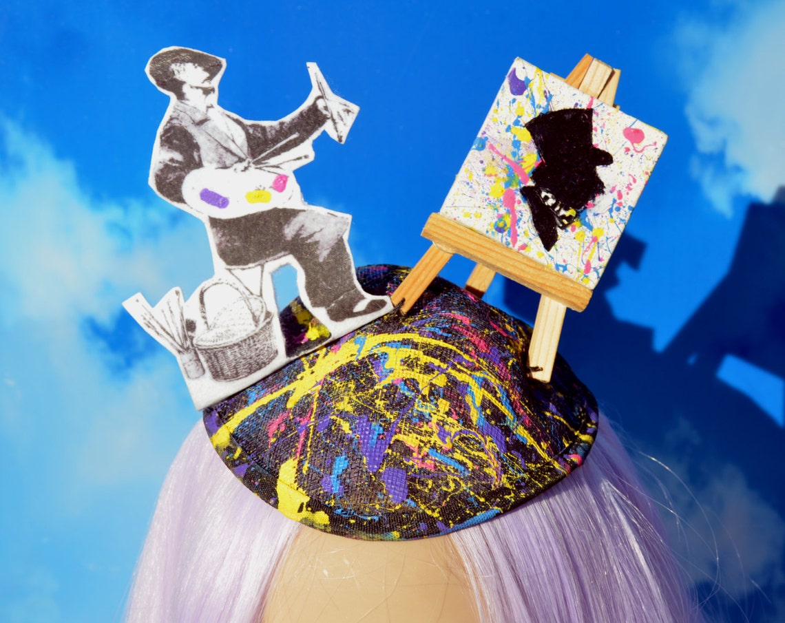 Surrealist Art Painter Hat OOAK Custom Mixed Colors & Mini | Etsy