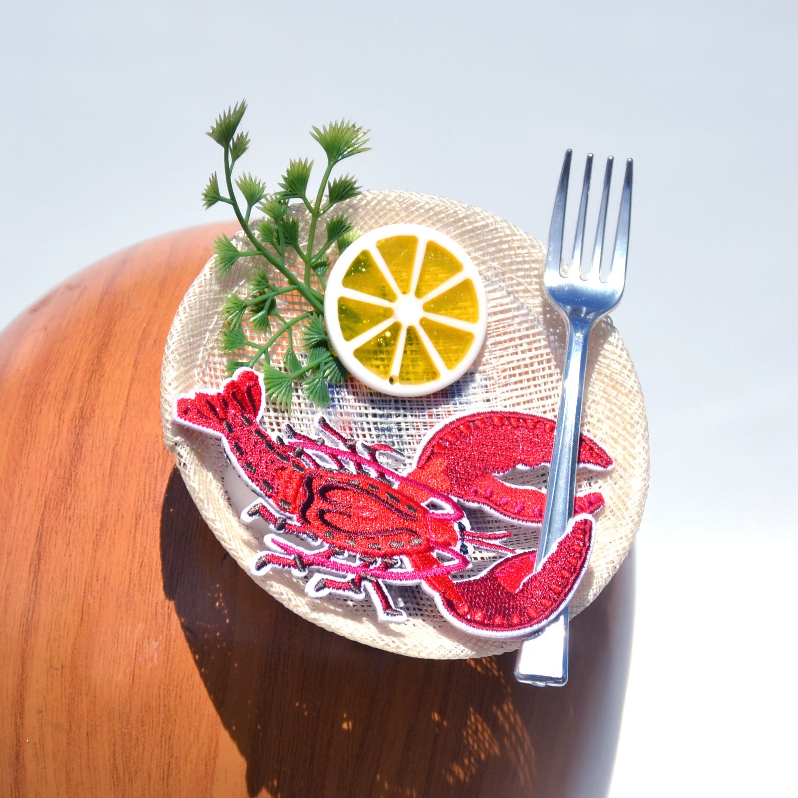 Mini Pinup Red Lobster Dinner Plate Pop Surrealist Hair Clip | Etsy