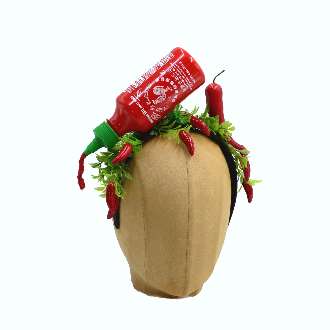 Sriracha Bottle & Red Chili Peppers Headband | Red and Green Fascinator ...