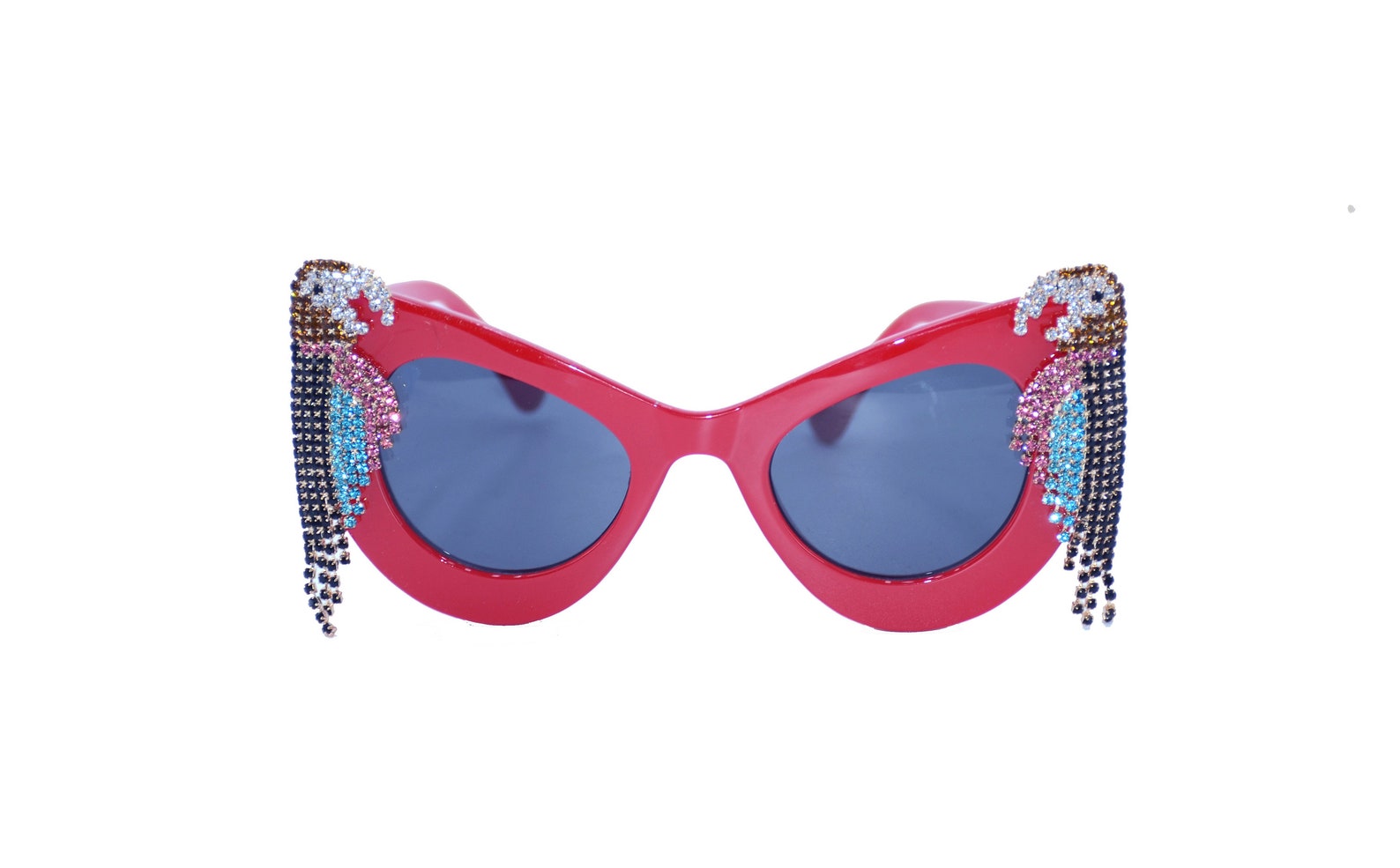 Tropical Rhinestone Parrot Floral Sunglasses Retro Pinup Sunglasses ...