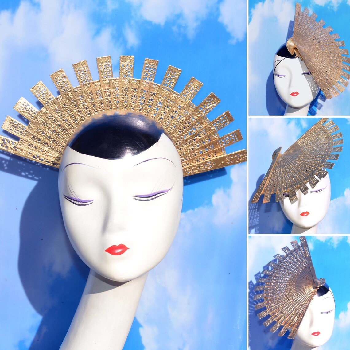 Convertible Gold Halo Fan Fascinator Hat as Seen on Allie X - Etsy