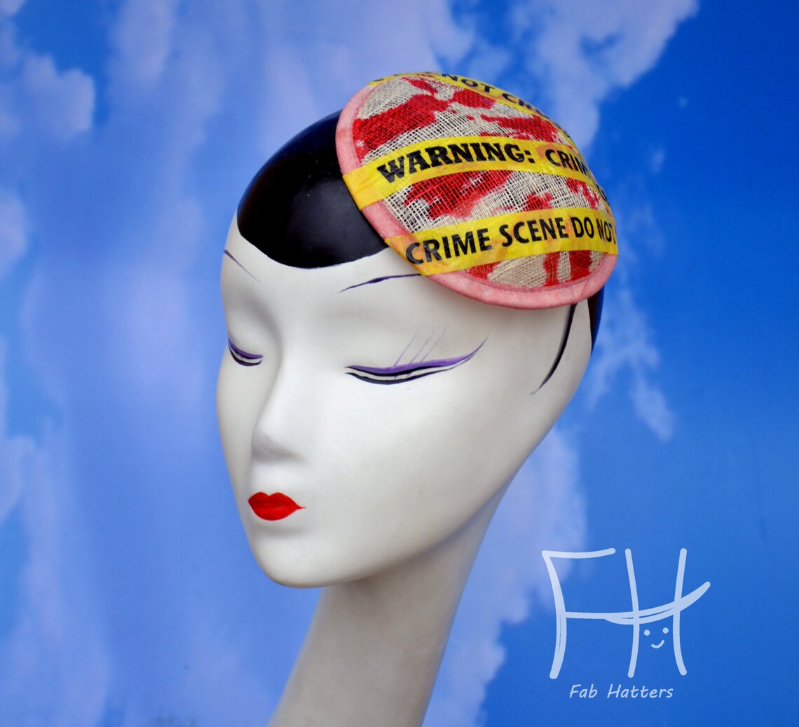 Blood Splattered Crime Scene Fascinator Hat Yellow Caution - Etsy