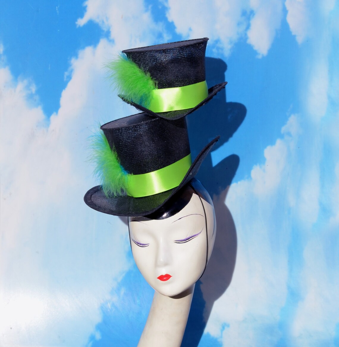 Surrealist Stacked Tower of Top Hats Any Color Mad Hatter - Etsy