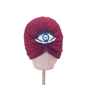 Handmade Beaded Eye Turban | Many Colors | Cyclops Hat | Third Eye ...