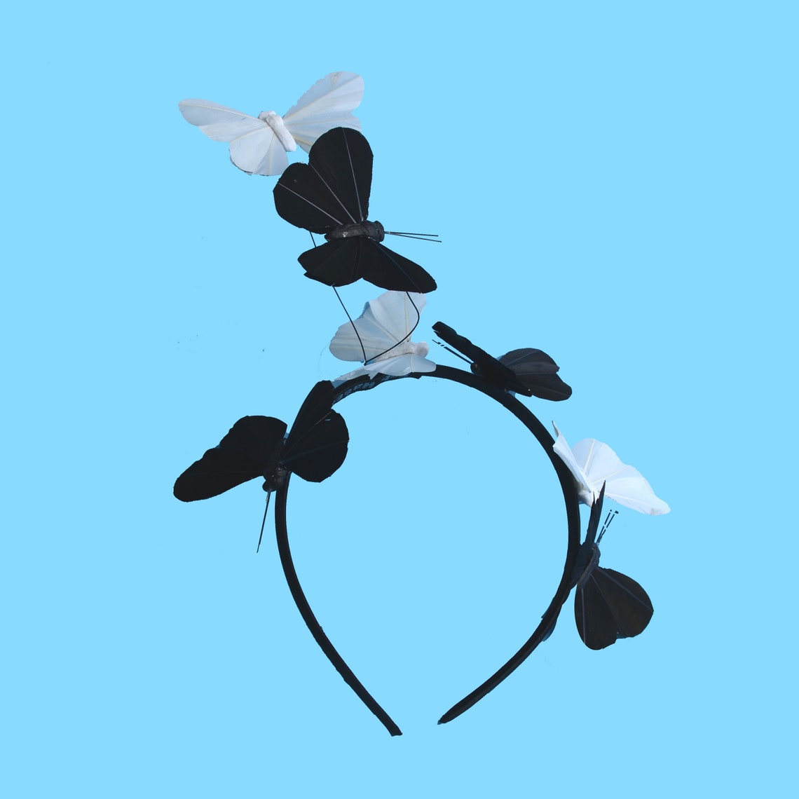 White & Black Monarch Butterfly Headband Fascinator Hatinator - Etsy Canada