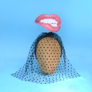 RHPS "rocky Horror Picture Show" Red Lips Dotted Veil Fascinator ...