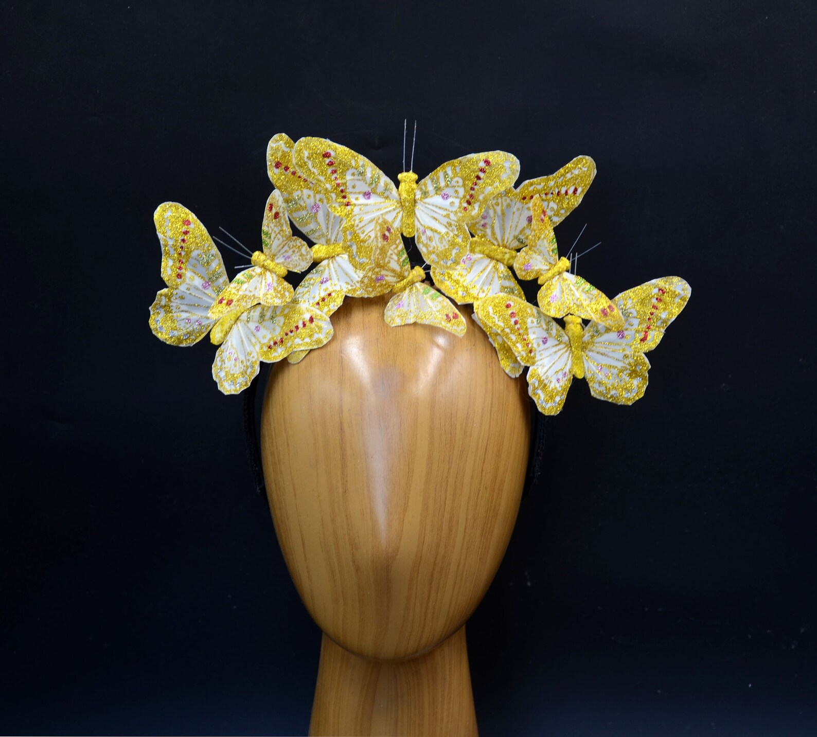 Metallic Gold Yellow or Silver Feather Butterfly Fascinator | Etsy