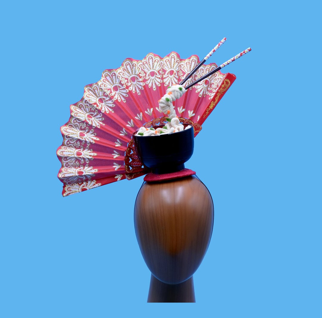 Floating Chopsticks Ramen Noodle Hat – Asian Food Fascinator, Udon ...