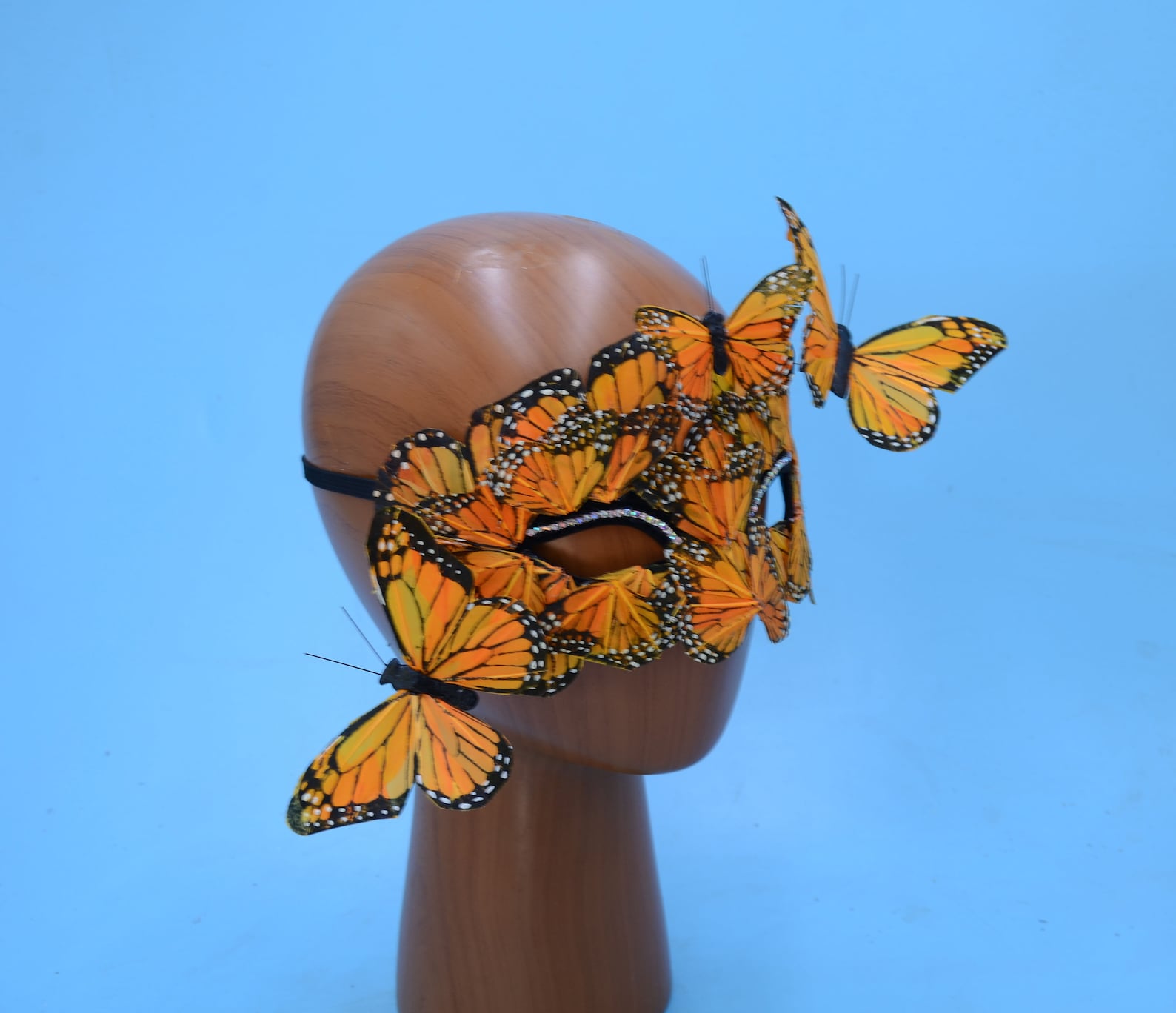 Custom Butterfly Venetian Masquerade Mask | Feathers & Rhinestone ...