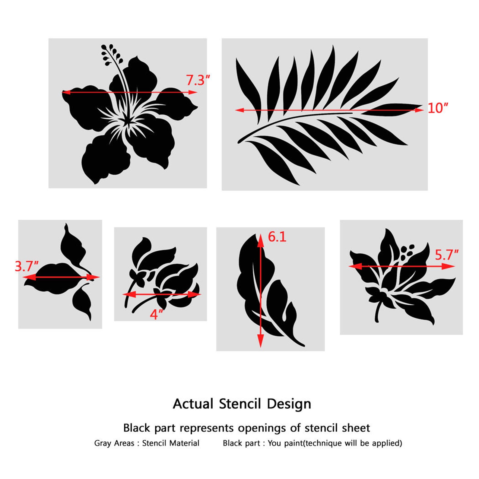 Tropical Flower Stencils Template - Pack of 6 - Ideal for Painting Wood ...