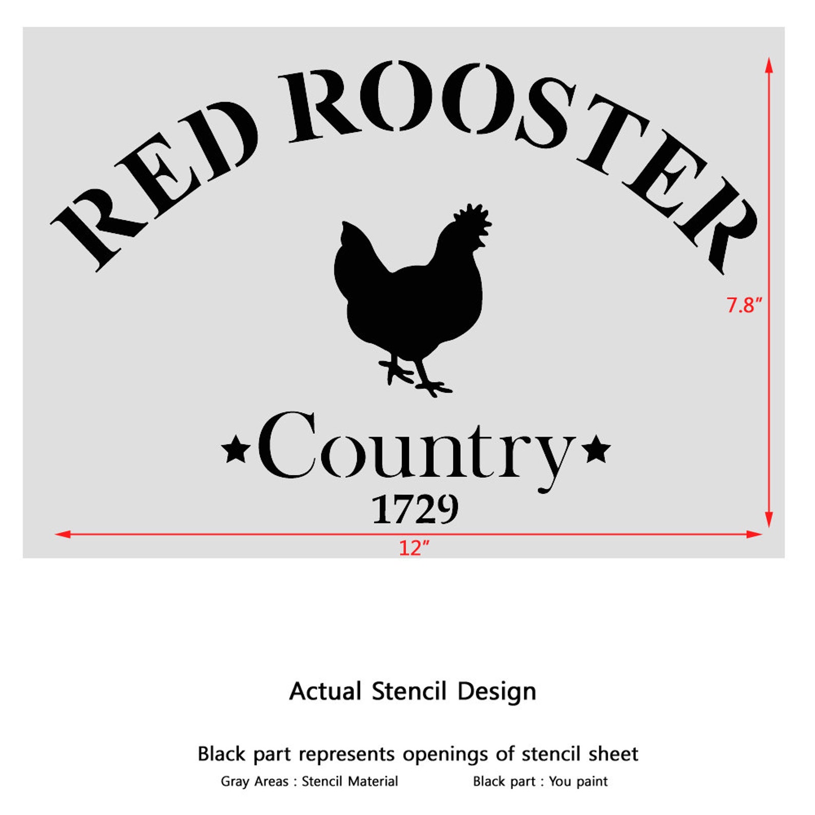 Red Rooster Stencil Template for Airbrush Stencils DIY Home - Etsy