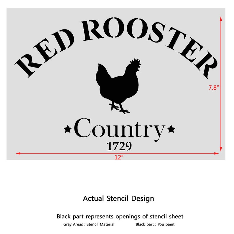 Red Rooster Stencil Template for Airbrush Stencils DIY Home - Etsy