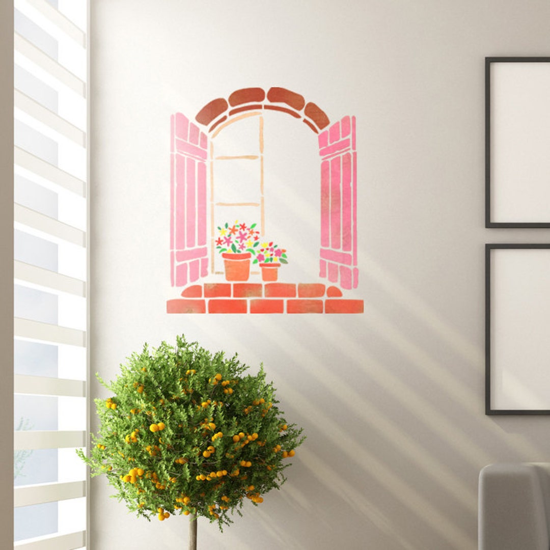 Wall Stencils Flower Window Stencil Template Even Better Than Wallpaper ...