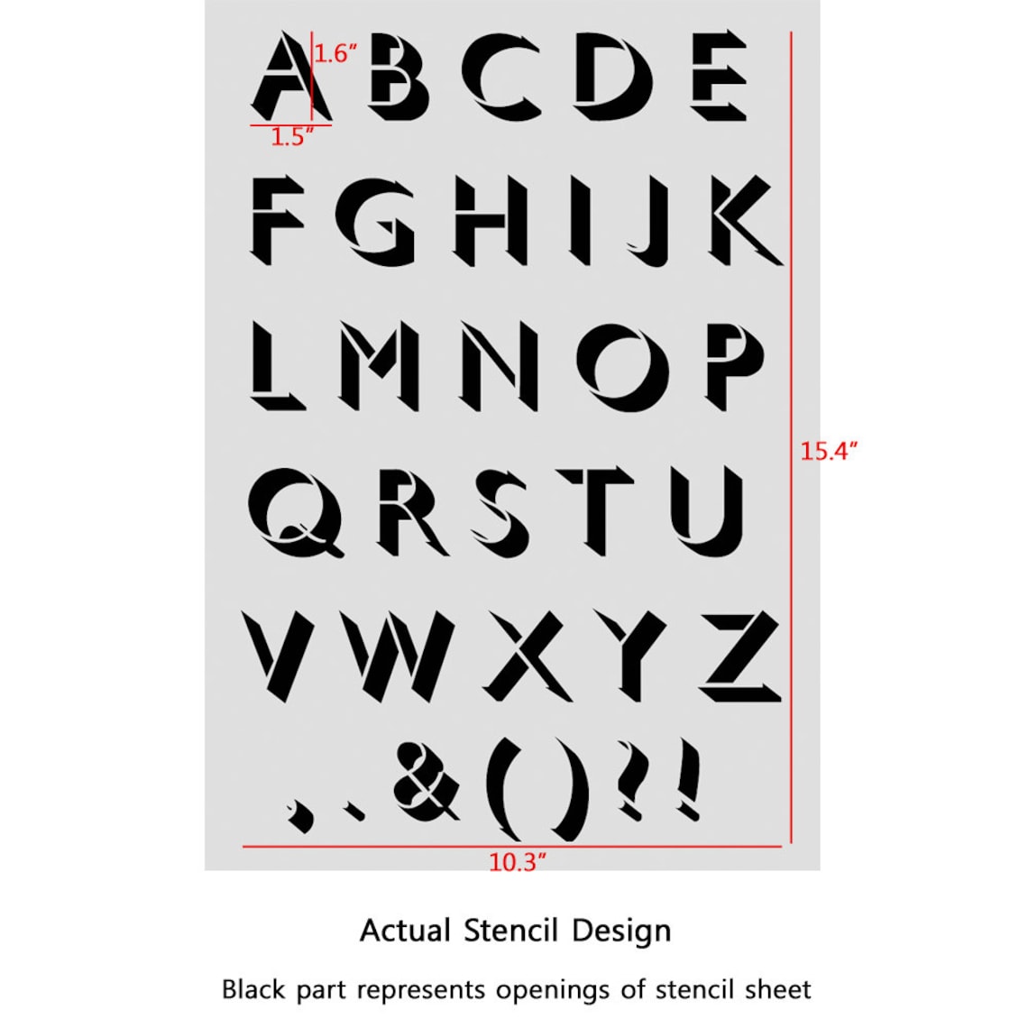 Alphabet Solid Uppercase Letters Stencil Reusable Template for Art ...