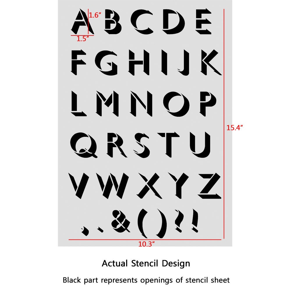 Alphabet Solid Uppercase Letters Stencil Reusable Template for Art ...