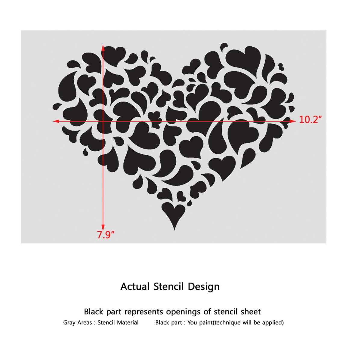 Heart Reusable Stencil for Painting Room Wall DIY Decor | Etsy