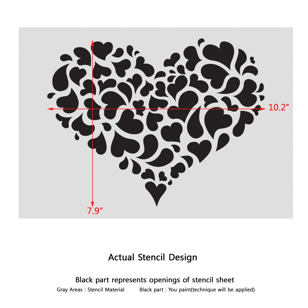 Heart Reusable Stencil for Painting Room Wall DIY Decor - Etsy