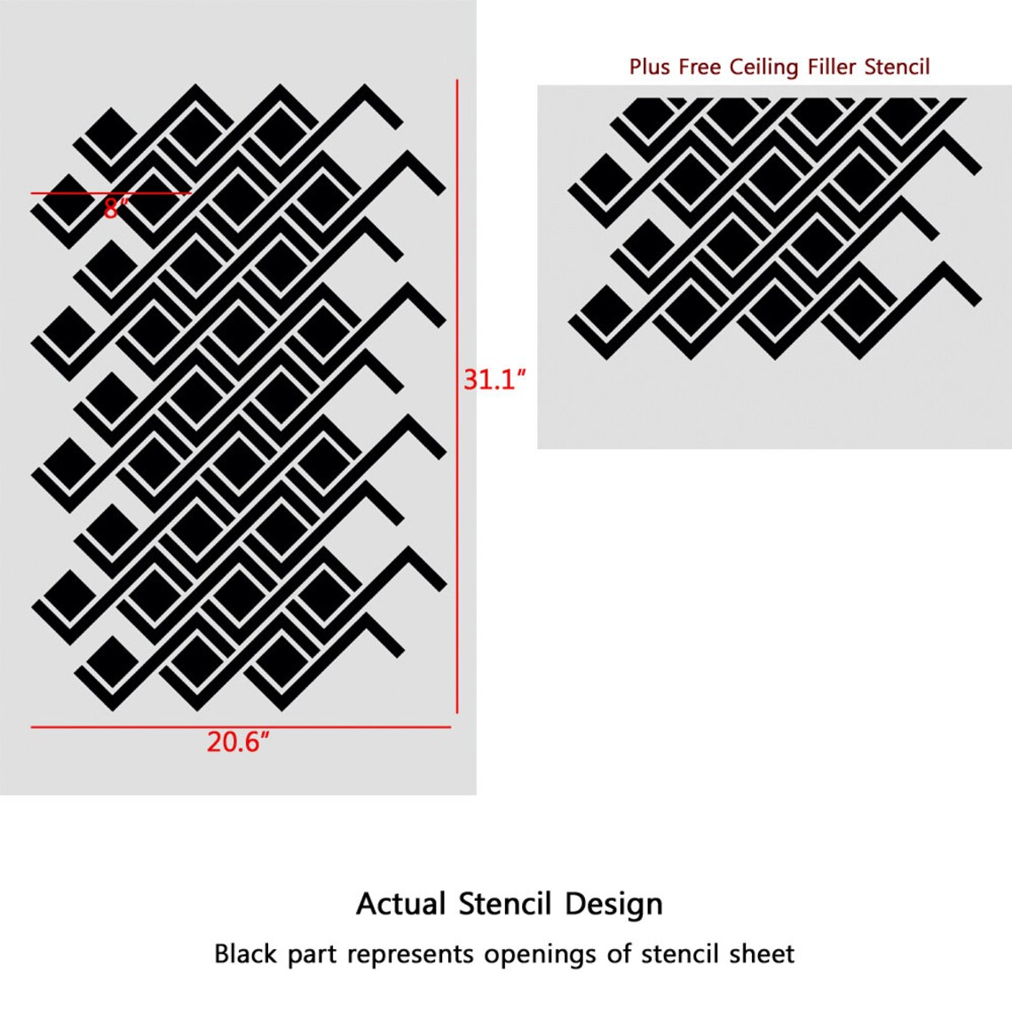 Wall Stencils Square Geometric Pattern Reusable Stencil for - Etsy