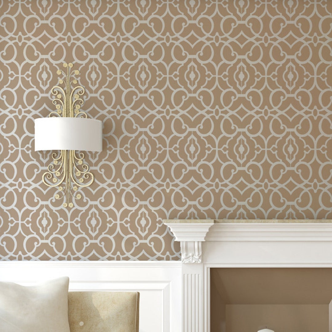 Geometric Allover Pattern Wall Stencil Emily for DIY Decor Wallpaper ...