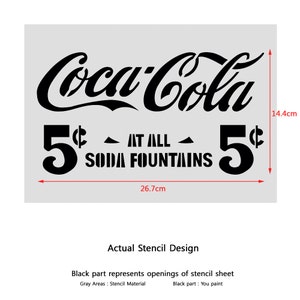 5 Cent Coca Cola Stencils Reusable Stencil for Wall Art Craft DIY Decor ...