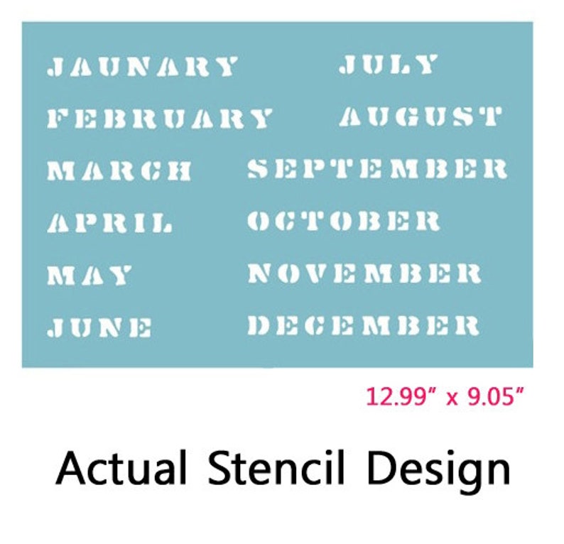 STENCILS TEMPLATE Month January - Medium Size - Reusable Airbrush Craft ...