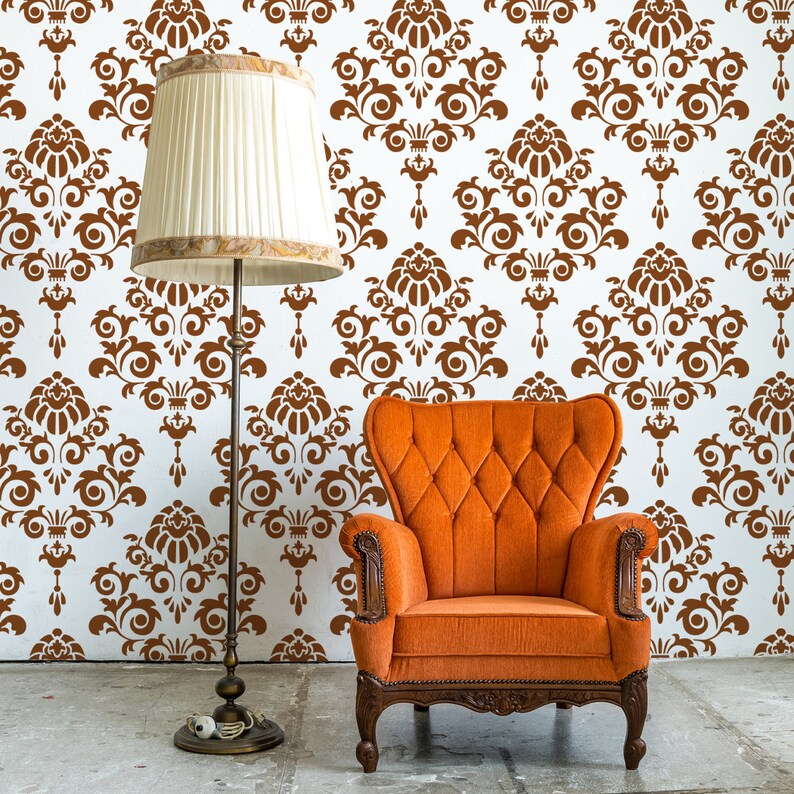 Damask Wall Stencils Duma For Wall Decor DIY Reusable Stencil Etsy