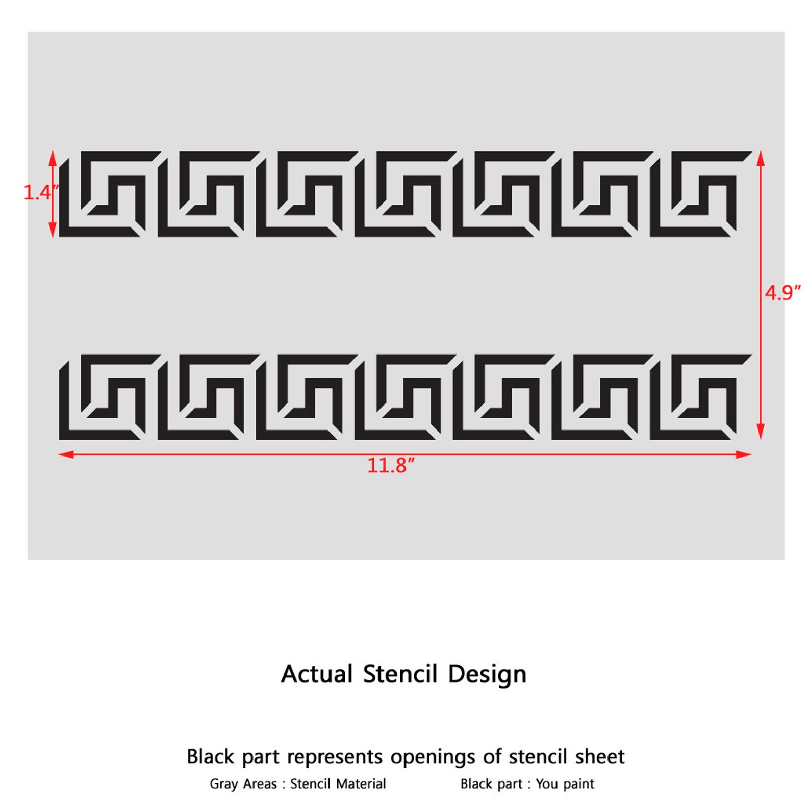Greek Key Side Border Stencil Reusable Template for Crafting Wall DIY ...