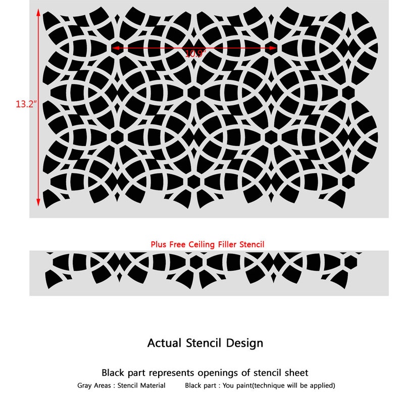 Wall Stencil Geometric Allover Decorative Pattern Bianca for Wall ...