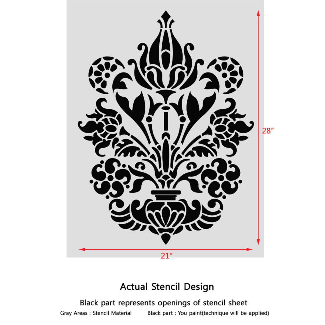 Large Wall Stencil Damask Allover Stencil Heather for Easy DIY - Etsy