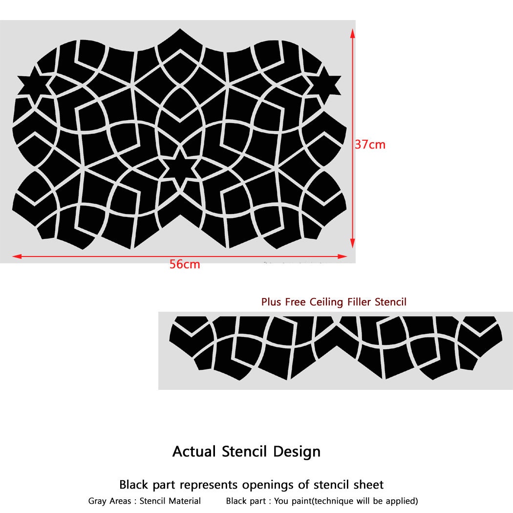 Moroccan Allover Stencil Design Zaza - Reusable Stencils for Walls DIY ...
