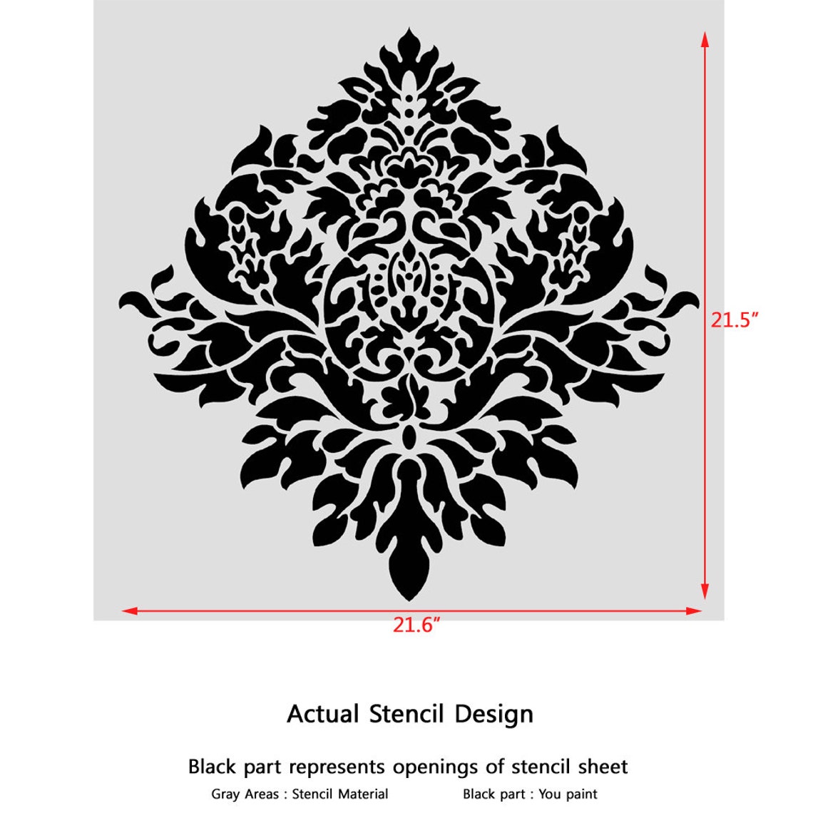 Wall Stencil Large Damask Template Rachelle for Elegant - Etsy