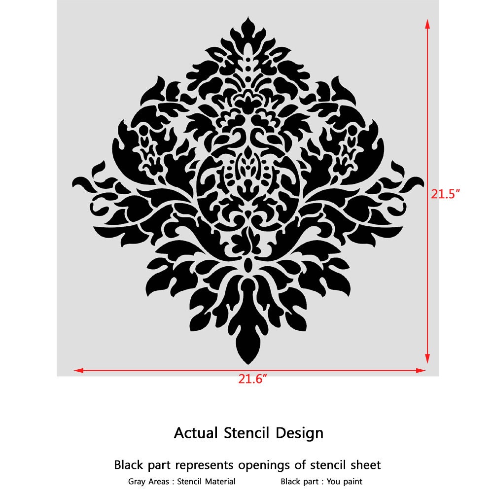 Wall Stencil Large Damask Template Rachelle for Elegant - Etsy