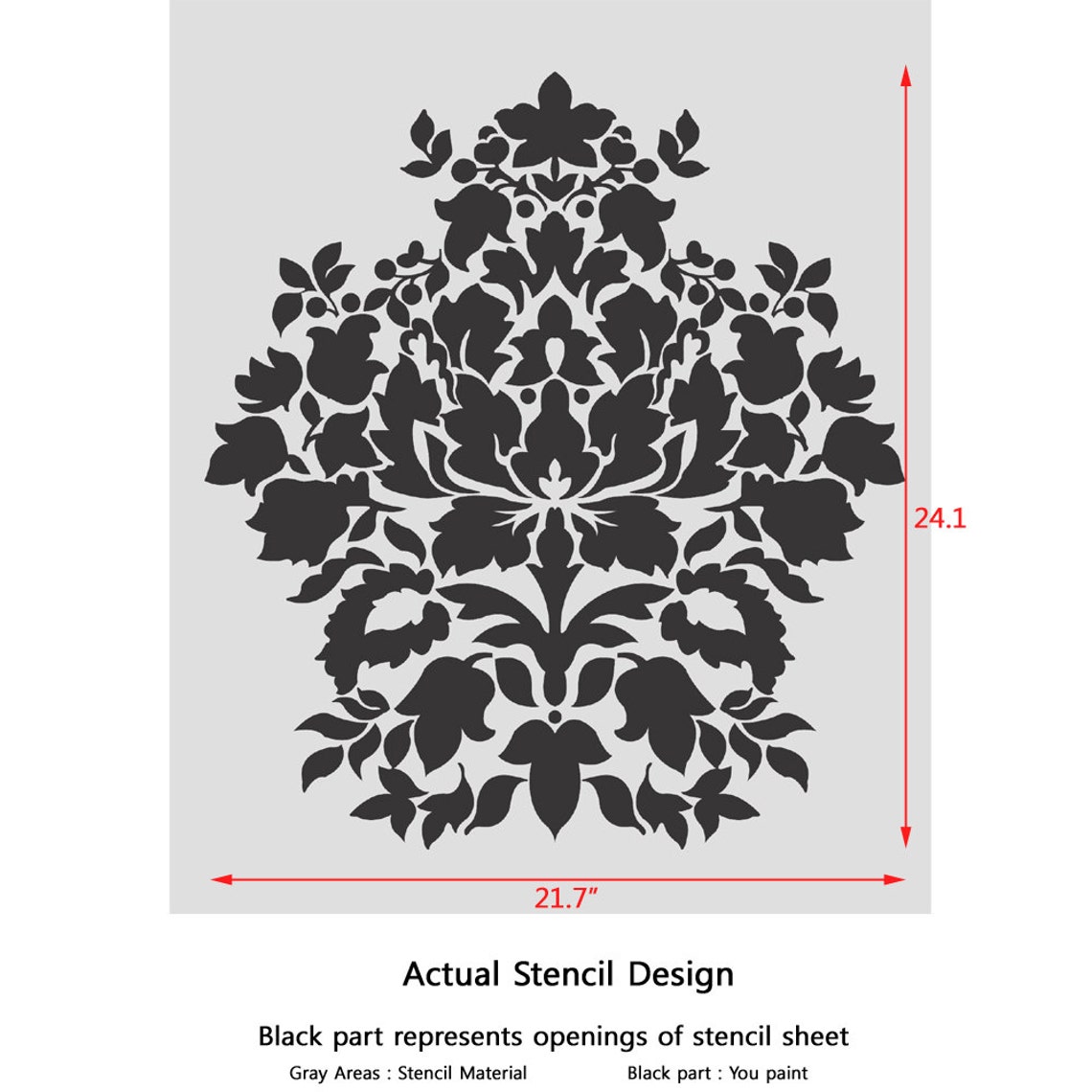 Large Wall Damask Stencil Denise, Allover Stencil for Easy DIY ...