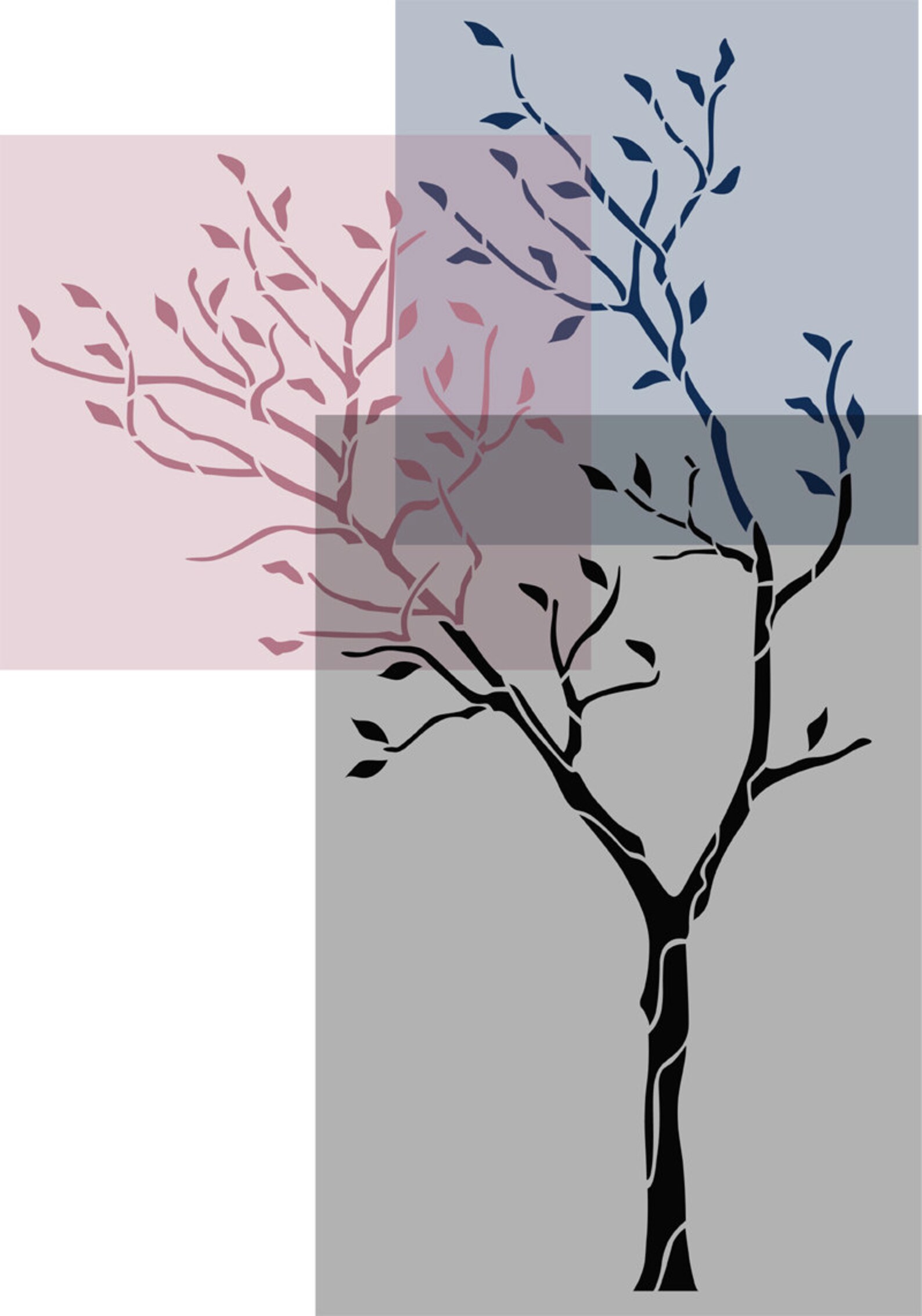 Large Tree With Birds Wall Stencil Reusable Stencil for Better Than ...