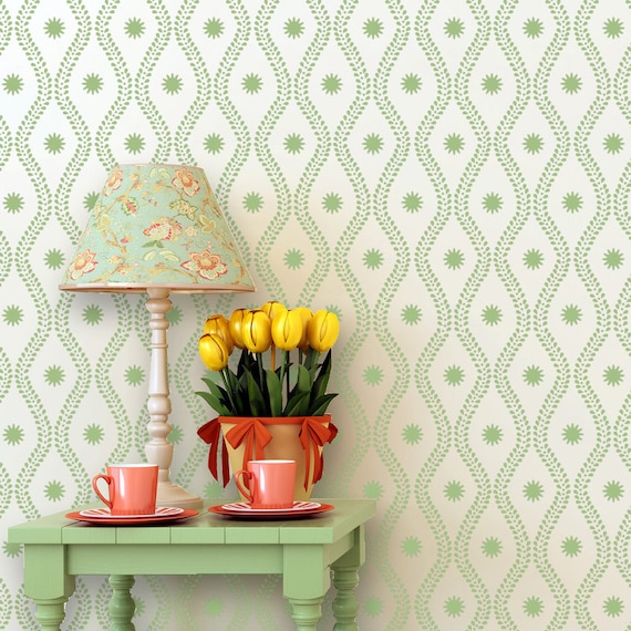 Geometric Stencil Madeleine Allover stencils for walls and | Etsy