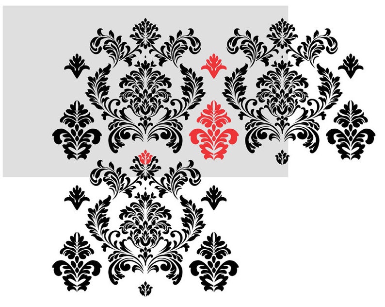 Large Wall Damask Stencils Danielle Reusable Allover Pattern for DIY ...