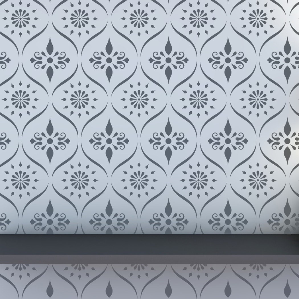 Wall Pattern Trellis Allover Stencil Bailey for Wallpaper Look - Etsy