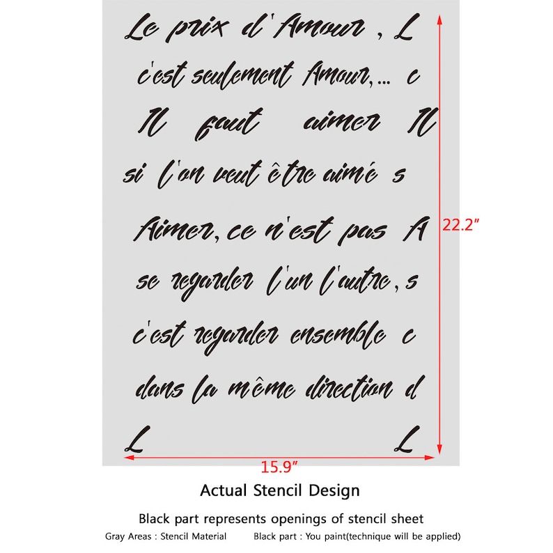 French Poem Lettering Script Stencil for Home Decor French - Etsy
