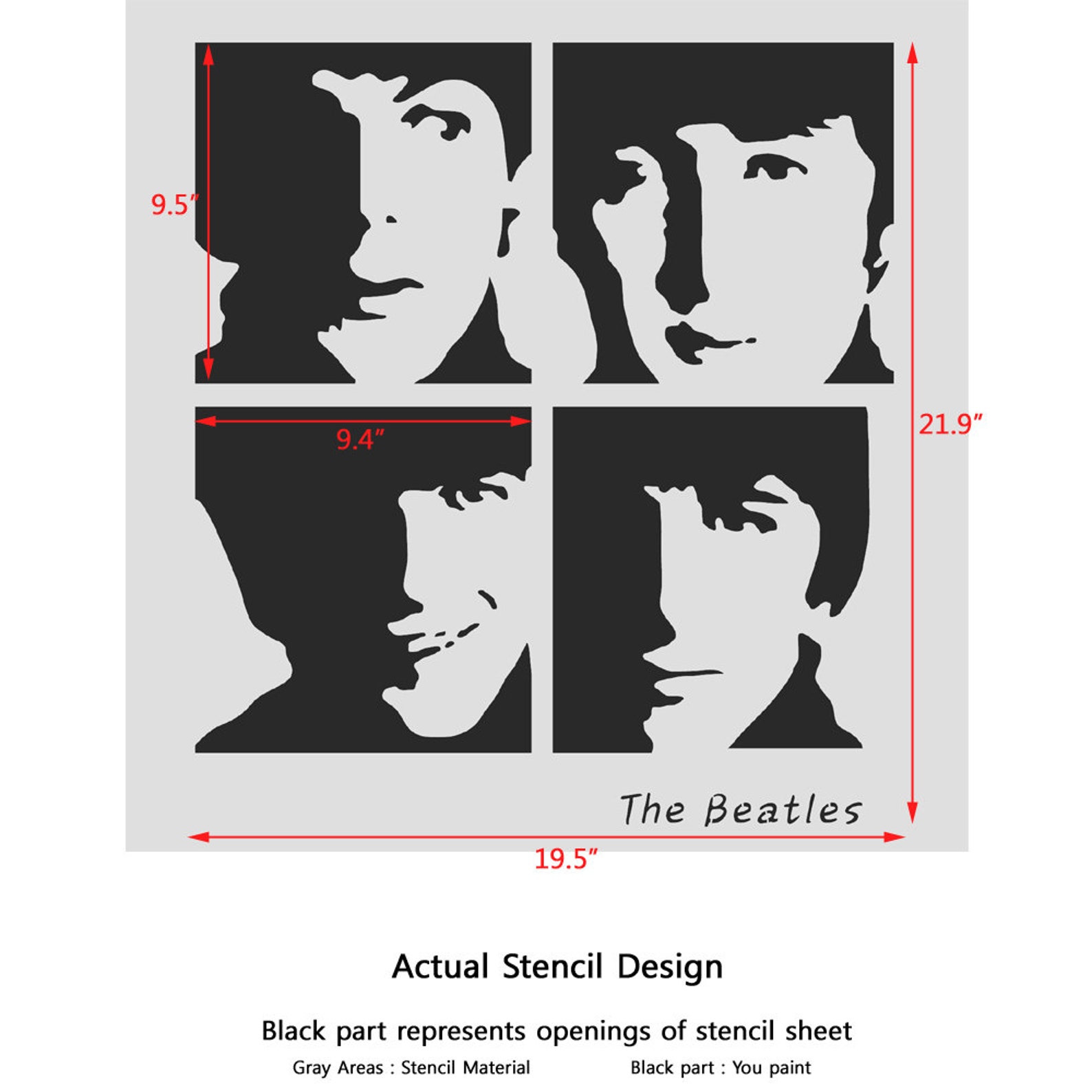Wall Stencils Pattern Airbrush Stencil Large the Beatles - Etsy