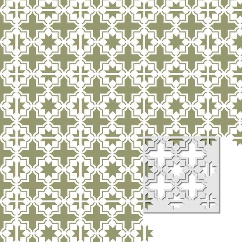 Wall Moroccan Tile Stencil T0059 for DIY Wall Decor Furniture | Etsy