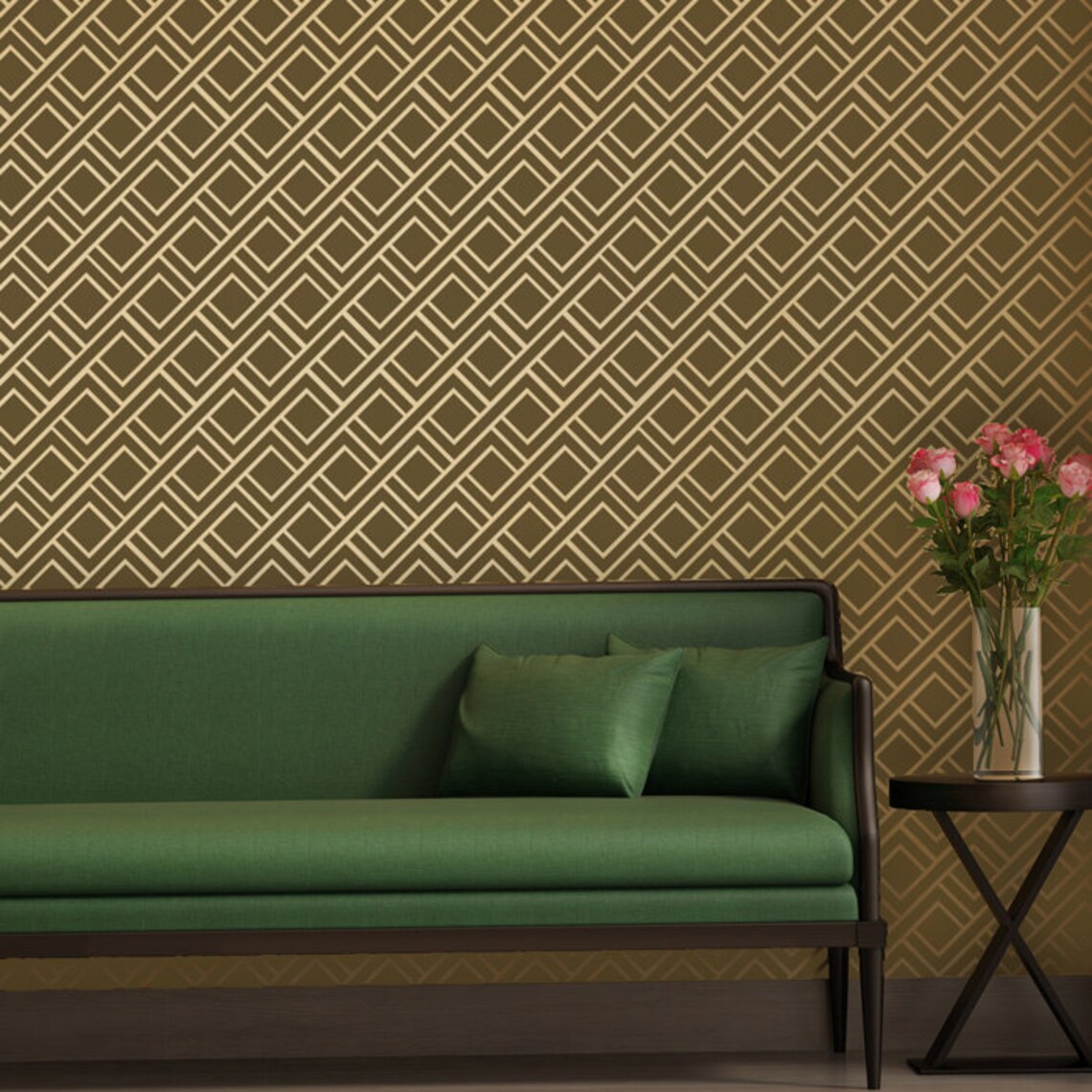 Wall Stencils Square Geometric Pattern Reusable Stencil for - Etsy