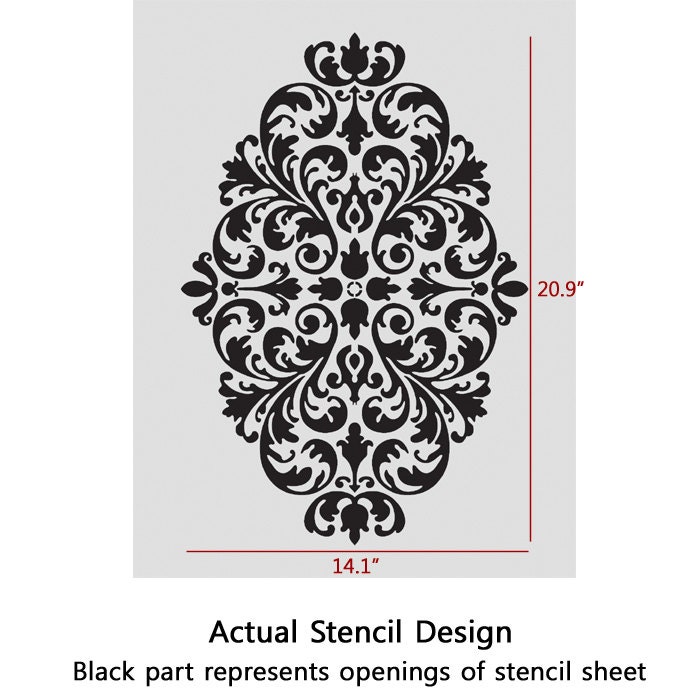 Damask Wall Stencils Pattern Large Size Reusable Wall Stencil for DIY ...