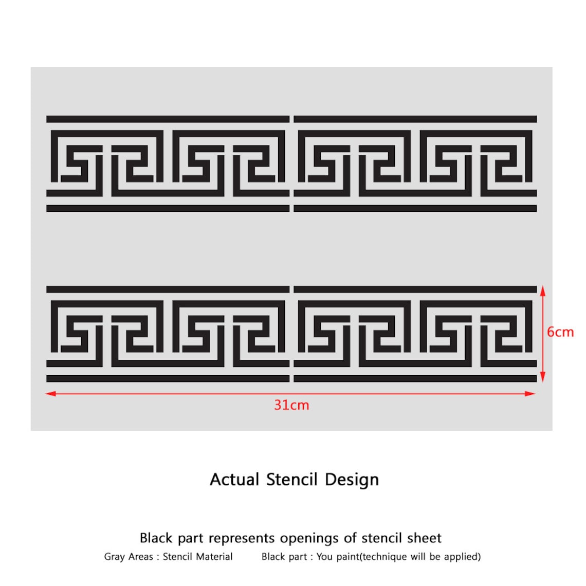 Greek Key Side Border Stencil 2 Reusable Template for | Etsy