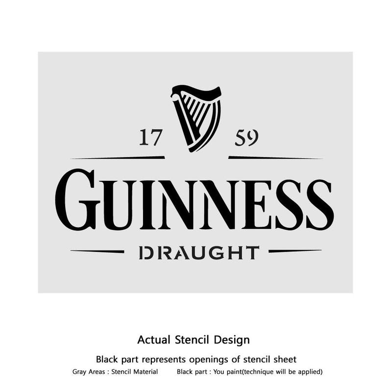 Guinness Stencil for DIY Art & Crafts Reusable Stencil Sheet for St ...