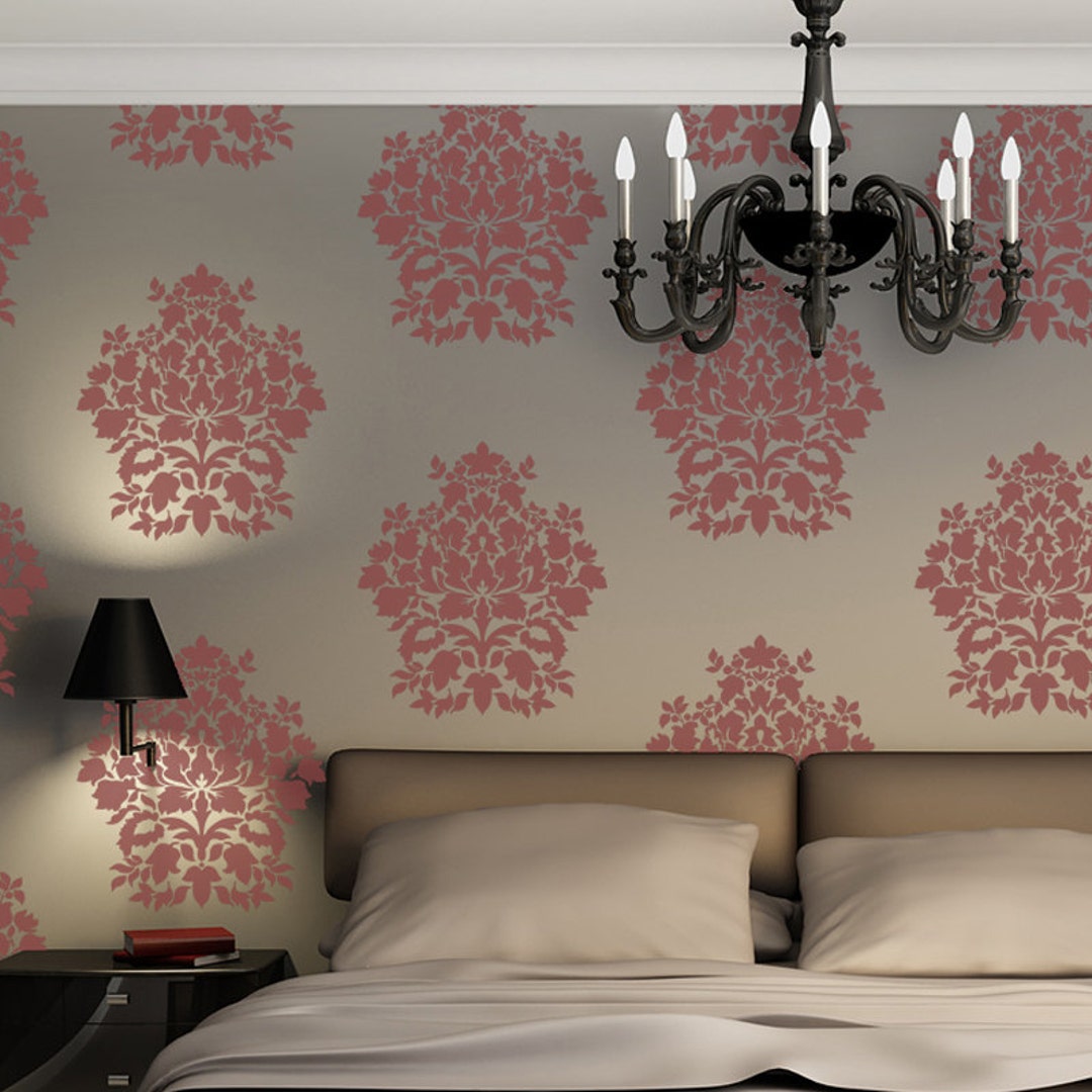 Large Wall Damask Stencil Denise, Allover Stencil for Easy DIY ...
