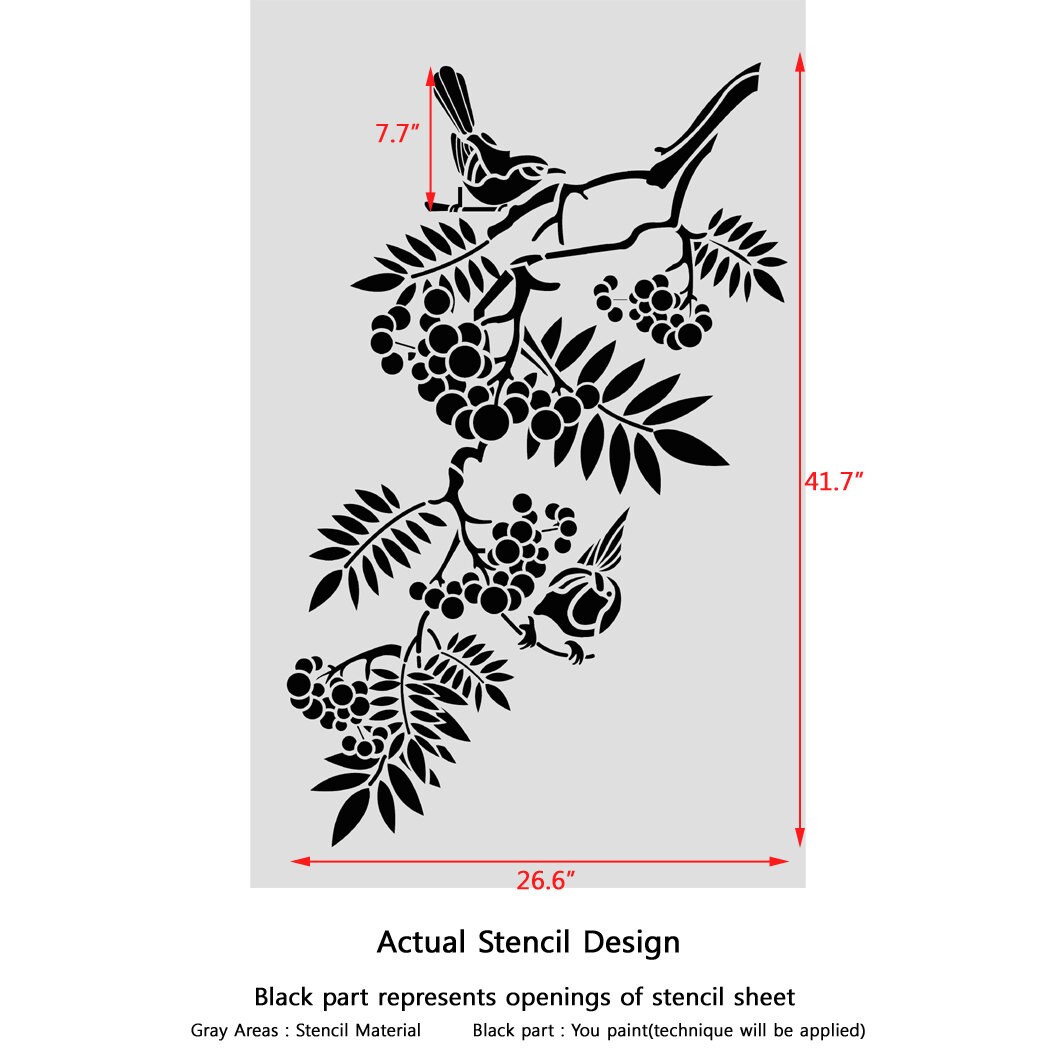 Large Wall Stencils Birds on a Branch for DIY Wall Decor, Better Than ...