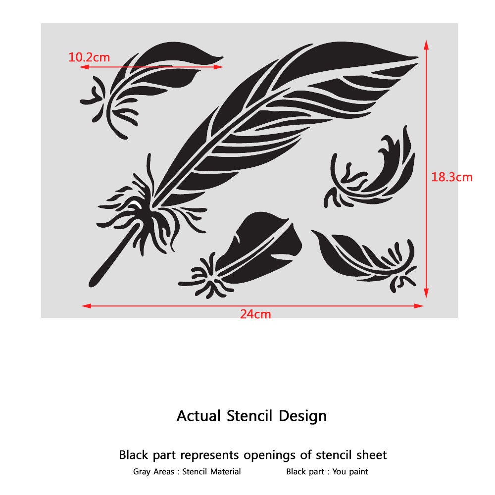Feathers Stencil Reusable Stencils for DIY Home Decor Craft | Etsy
