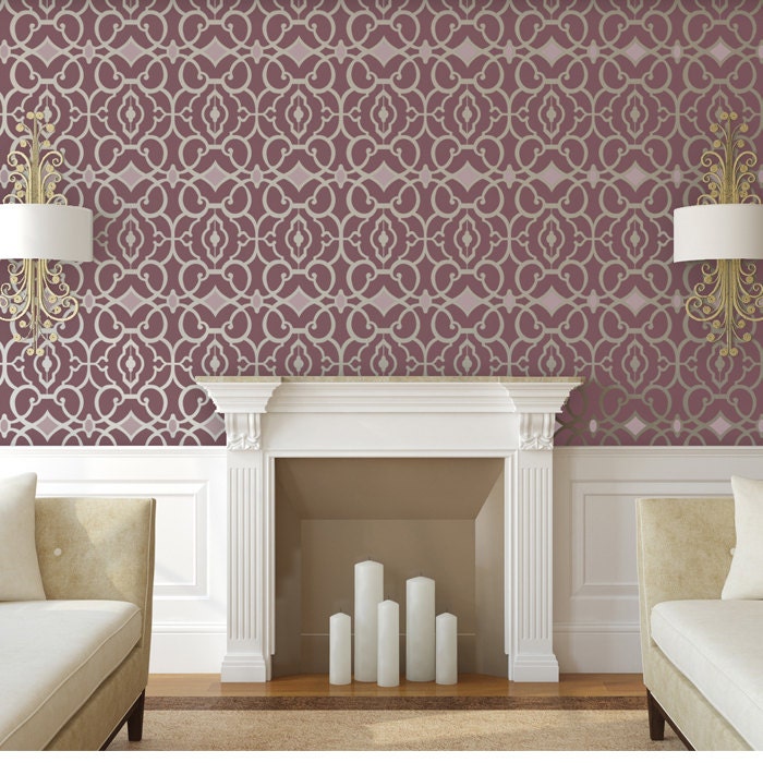 Geometric Allover Pattern Wall Stencil Emily for DIY decor | Etsy