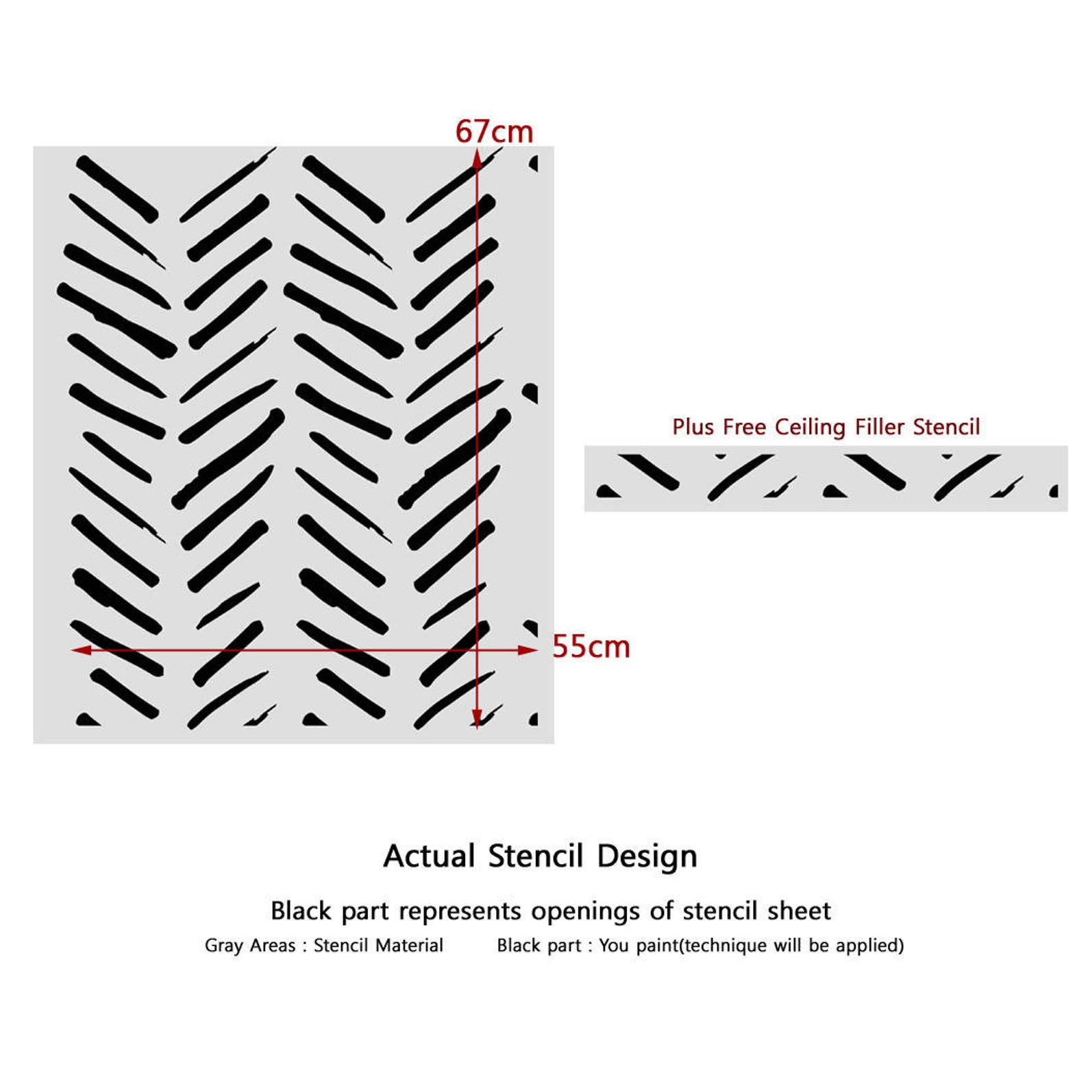 Wall Herringbone Simple Allover Stencil Scandinavian Stencil Pattern ...