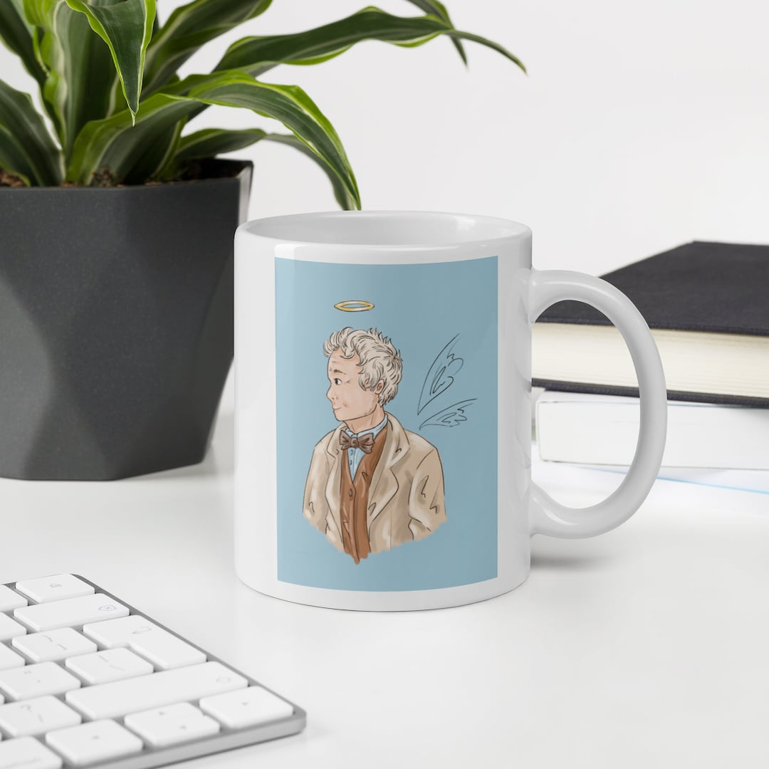 Aziraphale Good Omens Inspired Mug | Cute Good Omens Fan Art Mug Decor ...